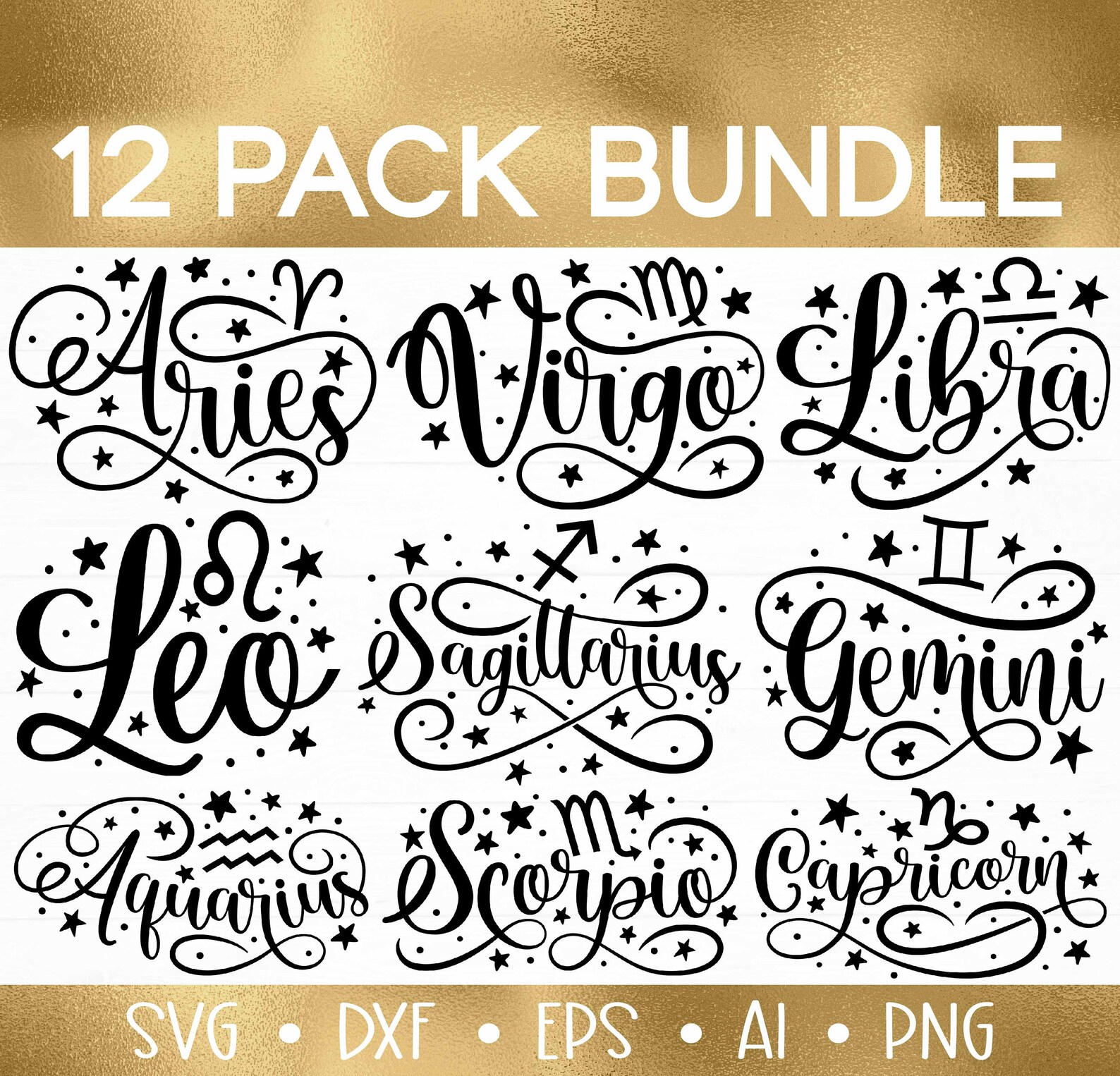 Zodiac SVG Bundle Horoscope Svg Astrology Signs Svg Zodiac - Etsy