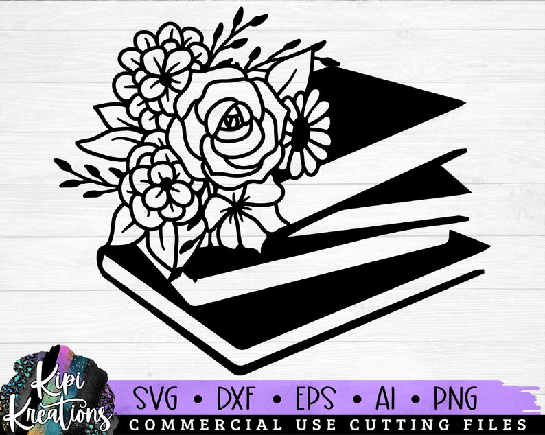 Livre floral SVG, Lecture de livre SVG, Livre svg, Lecture svg, Amateur ...