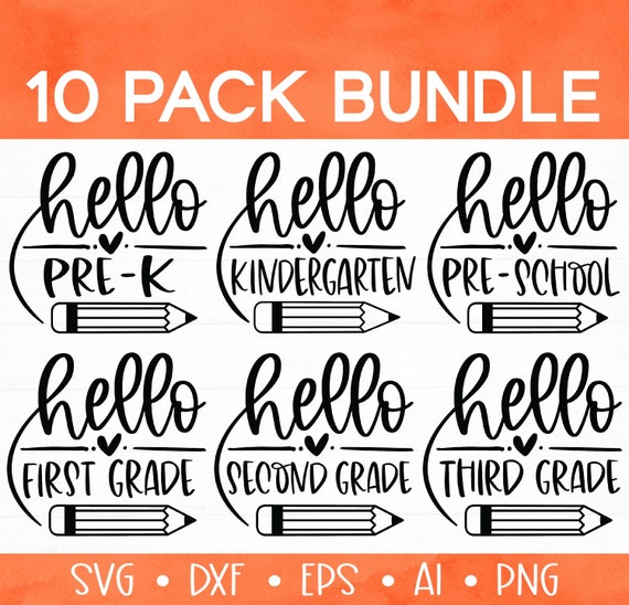 Back to School SVG Bundle Hello Pencil Svg First Grade | Etsy