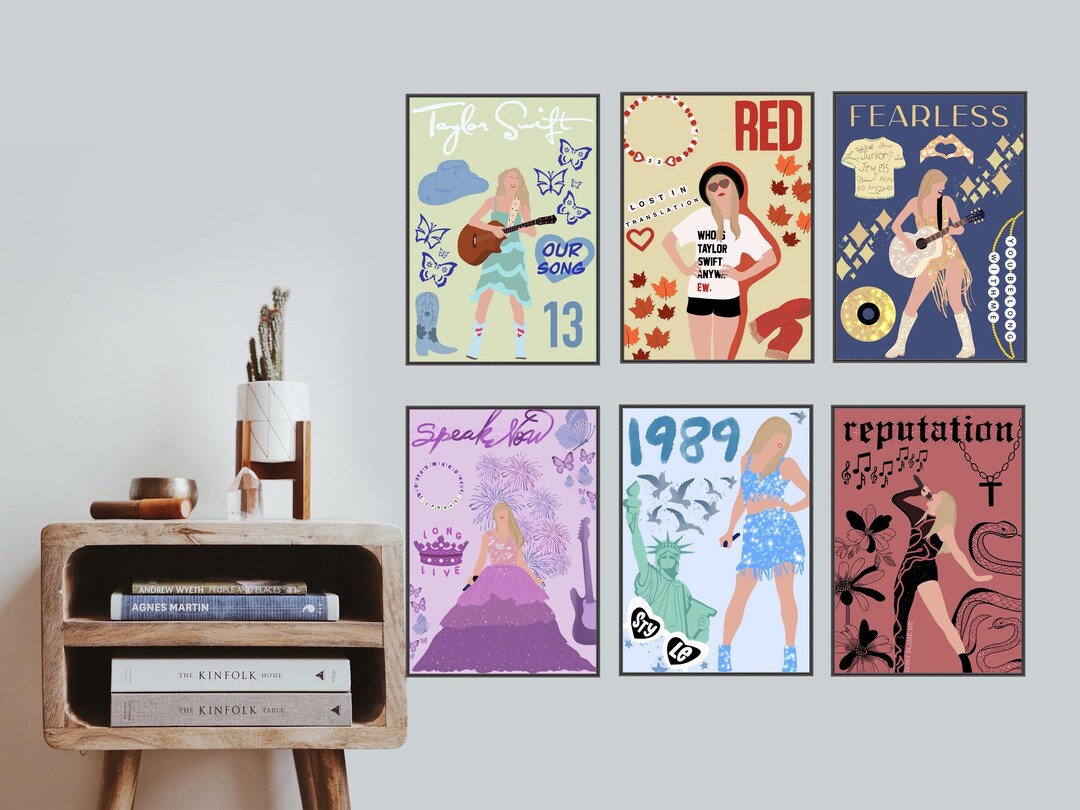 Taylor Swift Eras Tour Cartoon Posters Digital Download Wall Art Print ...