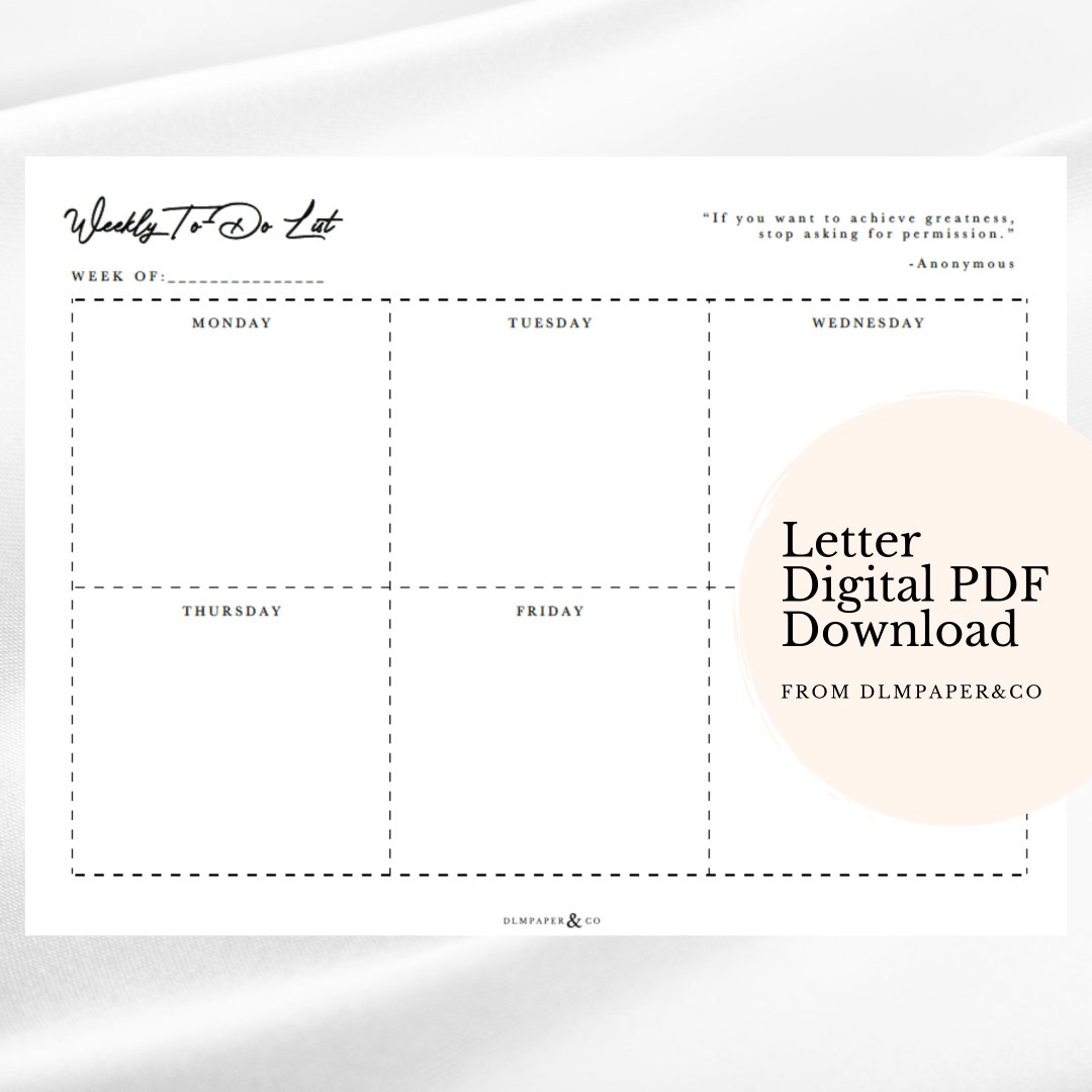Digital Download: Weekly to Do List With Motivational Quotes 20 Page - Etsy