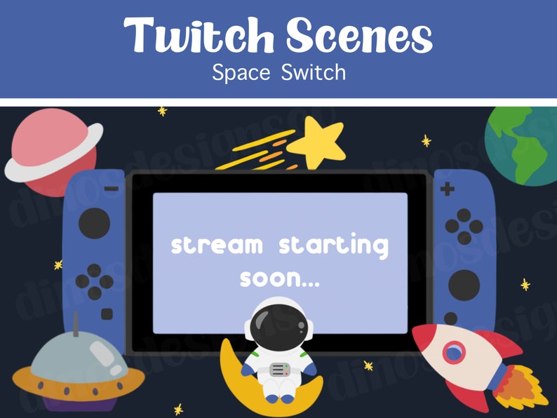 Animated Space Switch Twitch Scenes Pack - Stream Starting, Be Right ...