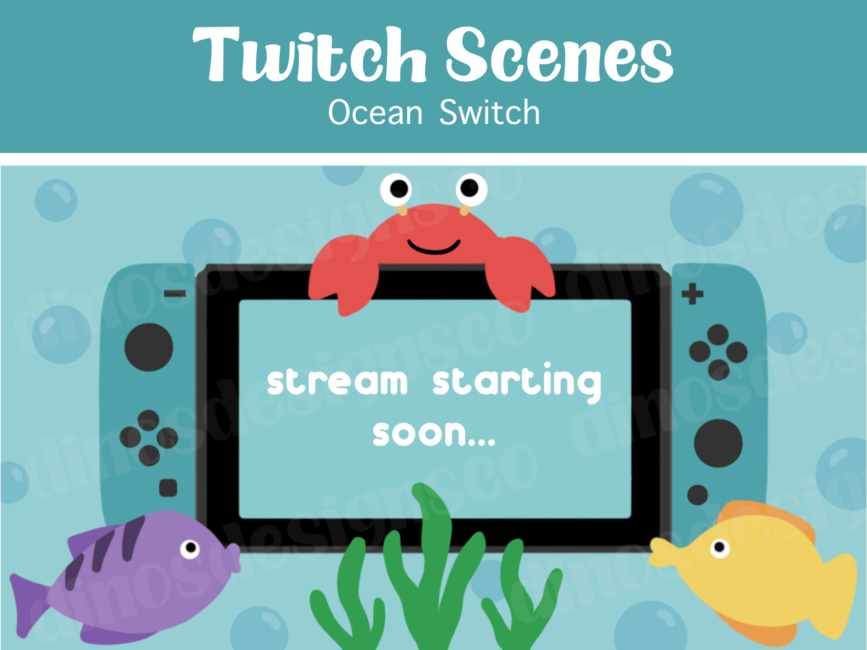 Animated Ocean Switch Twitch Scenes Pack - Stream Starting, Be Right ...