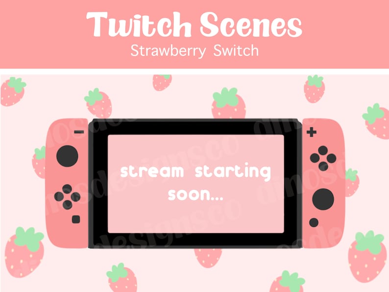 Animated Strawberry Switch Twitch Scenes Pack - Stream Starting, Be ...