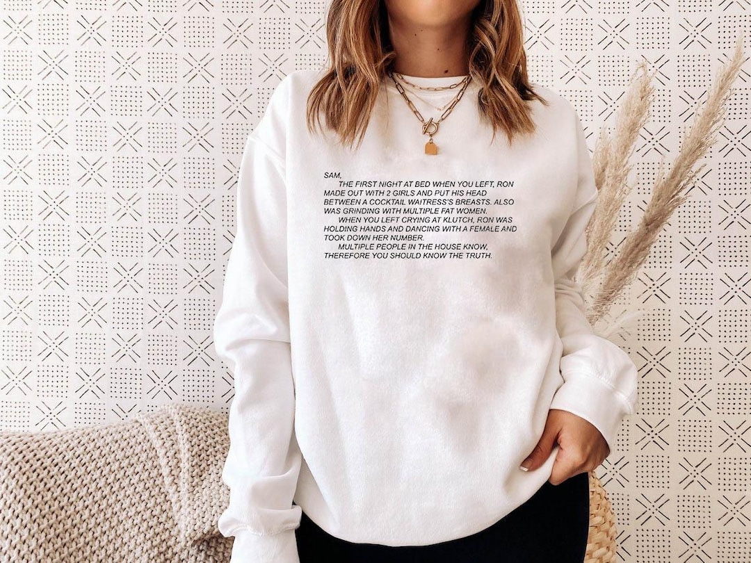 The Note Jersey Shore TV Show Inspired Sweatshirt, Sammi's Letter Shirt ...