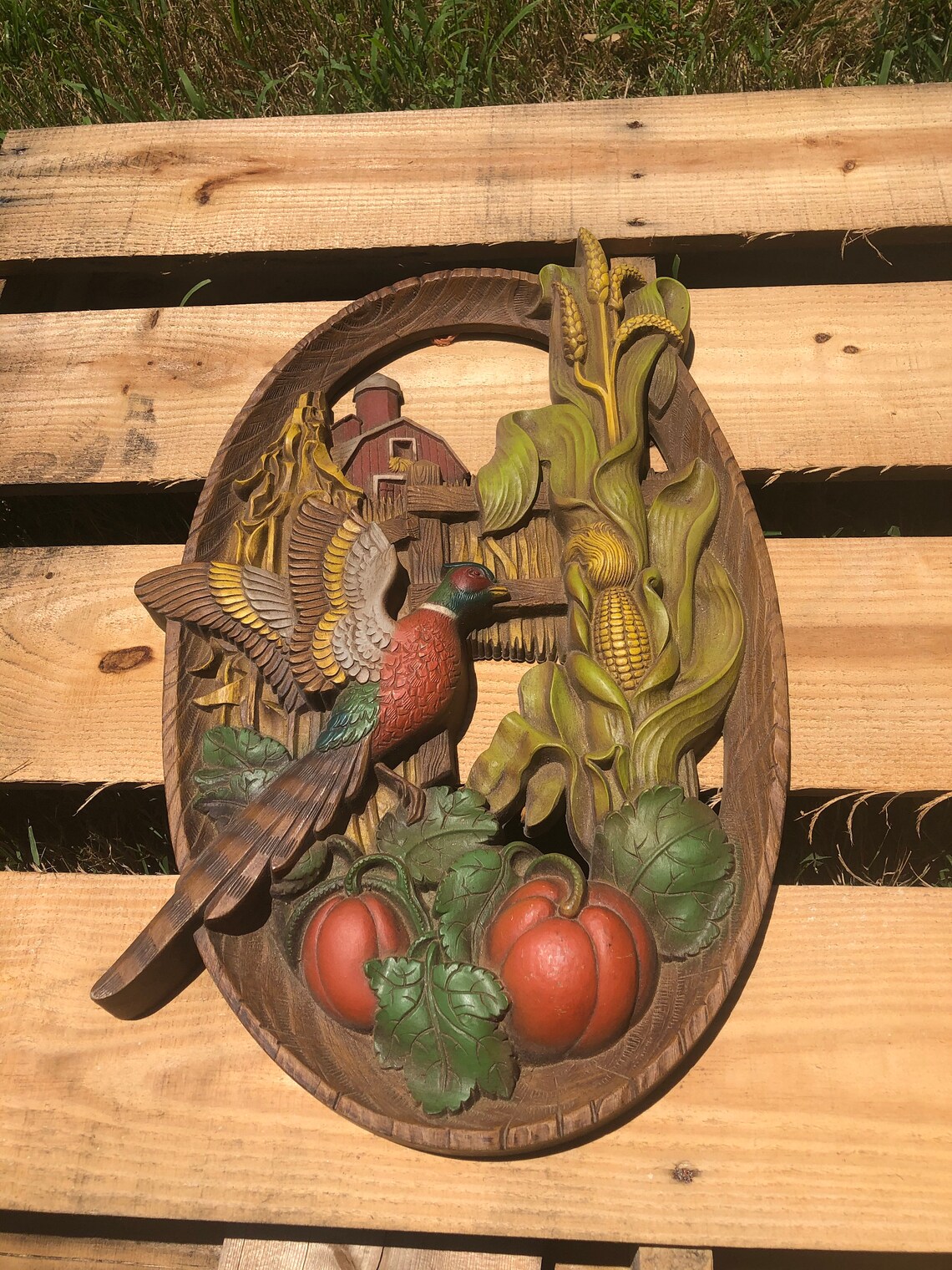 Vintage Burwood 1970s Wall Art. Colorful Fall Autumn Harvest Farmhouse ...
