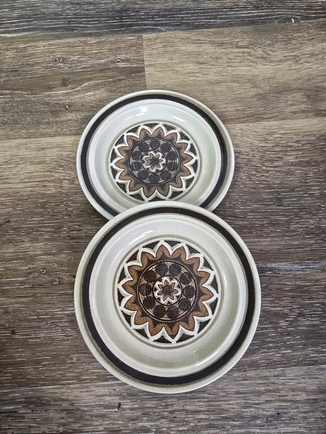 1970’s Omega Stone Royal China, Aztec Print, Set of 2 Small Plates ...