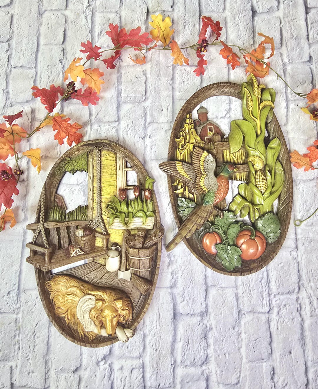Vintage Burwood 1970s Wall Art Set Colorful Fall Autumn Harvest ...