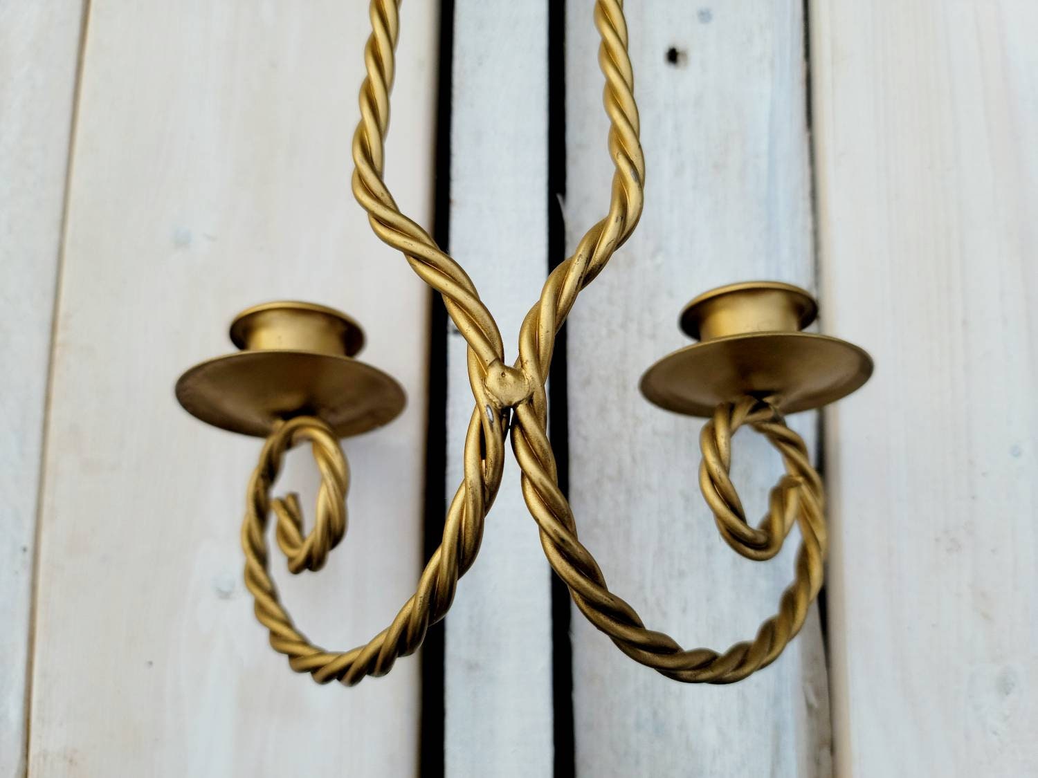 Set of 3 Vintage Homco Metal Twisted Rope Wall Sconce Candle - Etsy