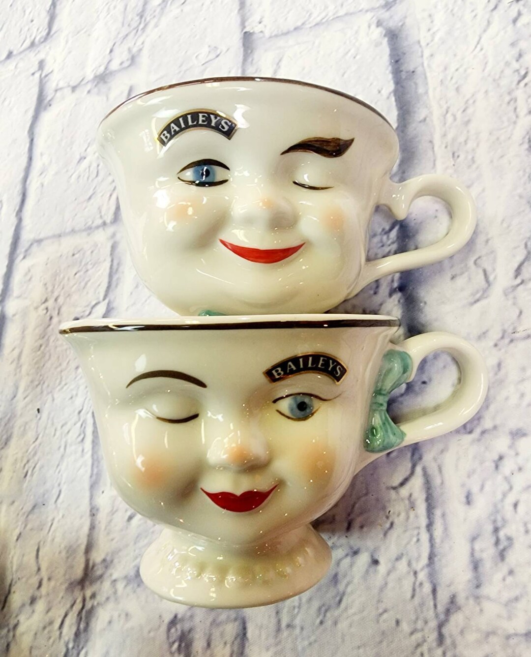 Vintage Baileys Matching 8 Oz Teacup Face Set. Pee Wee Fun Goofy Face ...