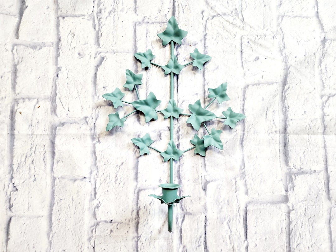 Vintage Leafy Teal Metal Fantasy Natural Wall Sconce Nature Theme Ivy ...