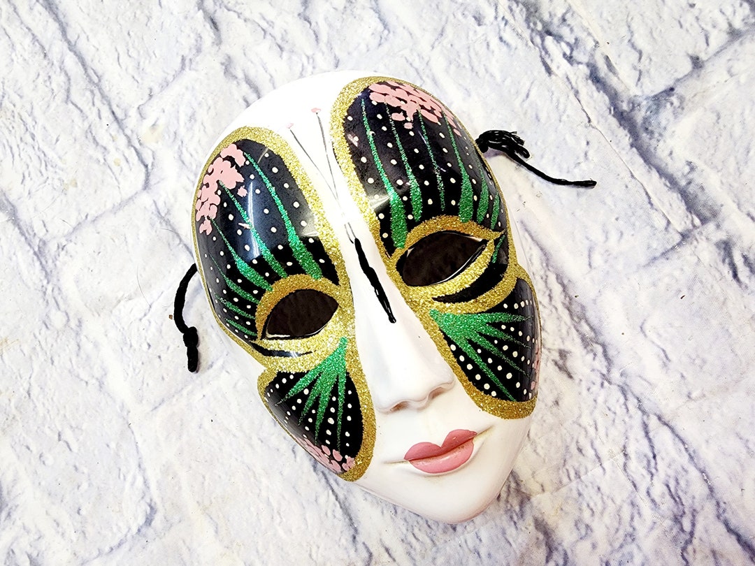 Vintage Large Ceramic Mardi Gras Mask Wall Plaque Decoration. 1980 Home ...