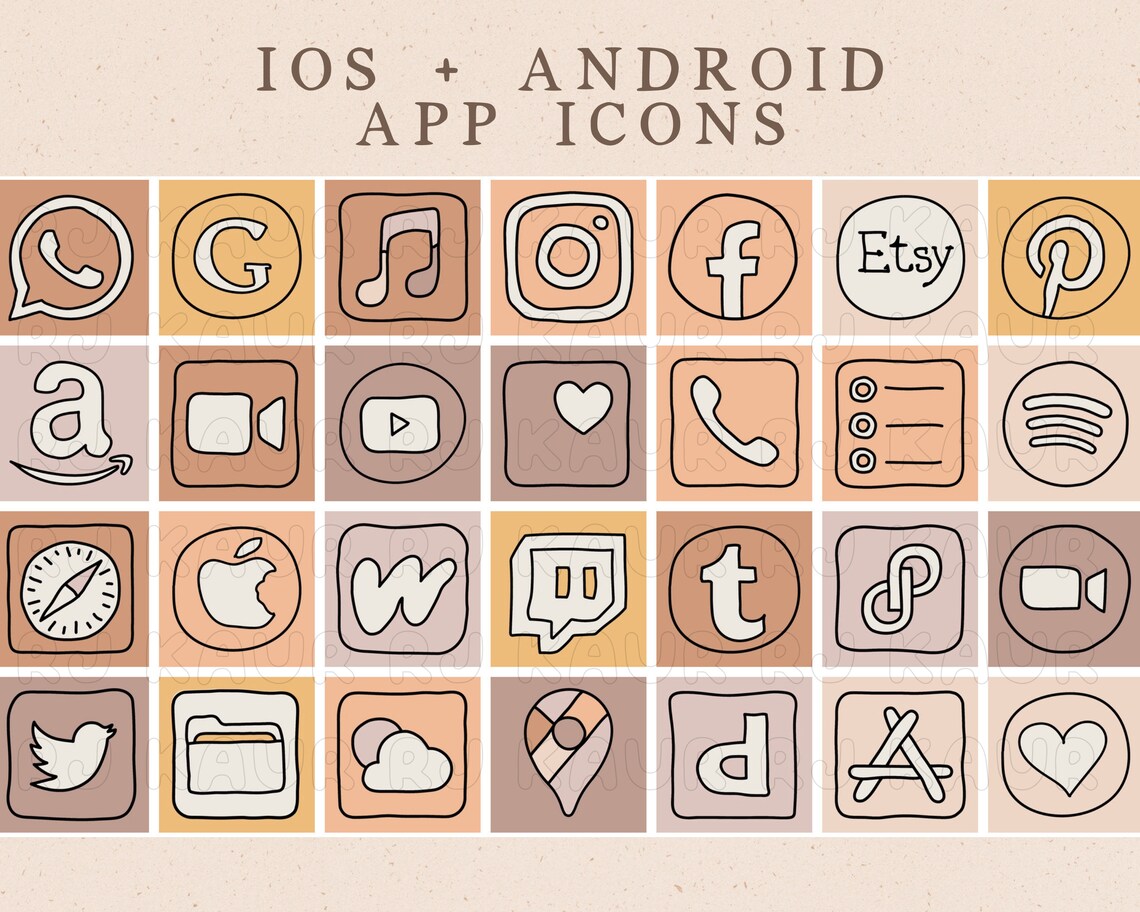 Calm Desert Doodle Ios 14 App Icons | Ios14 Widget Photos | Widgetsmith ...