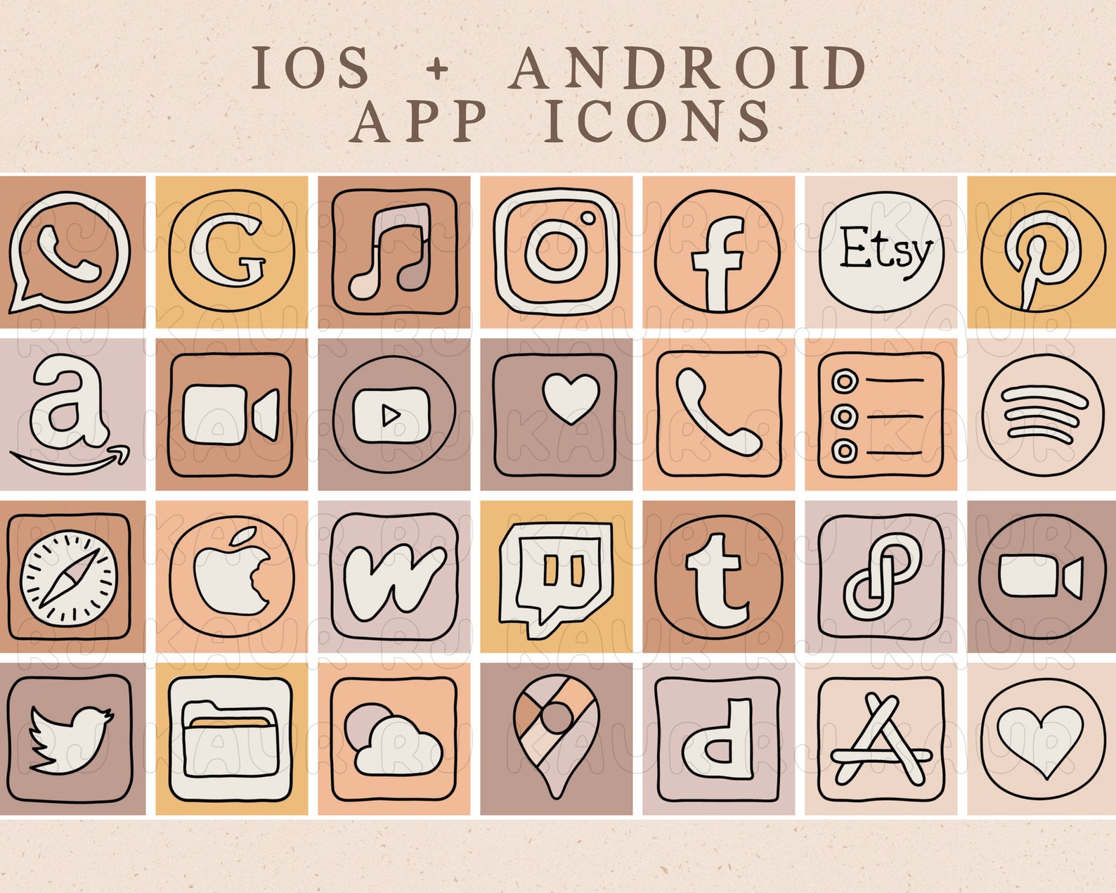 Calm Desert Doodle Ios 14 App Icons | Ios14 Widget Photos | Widgetsmith ...