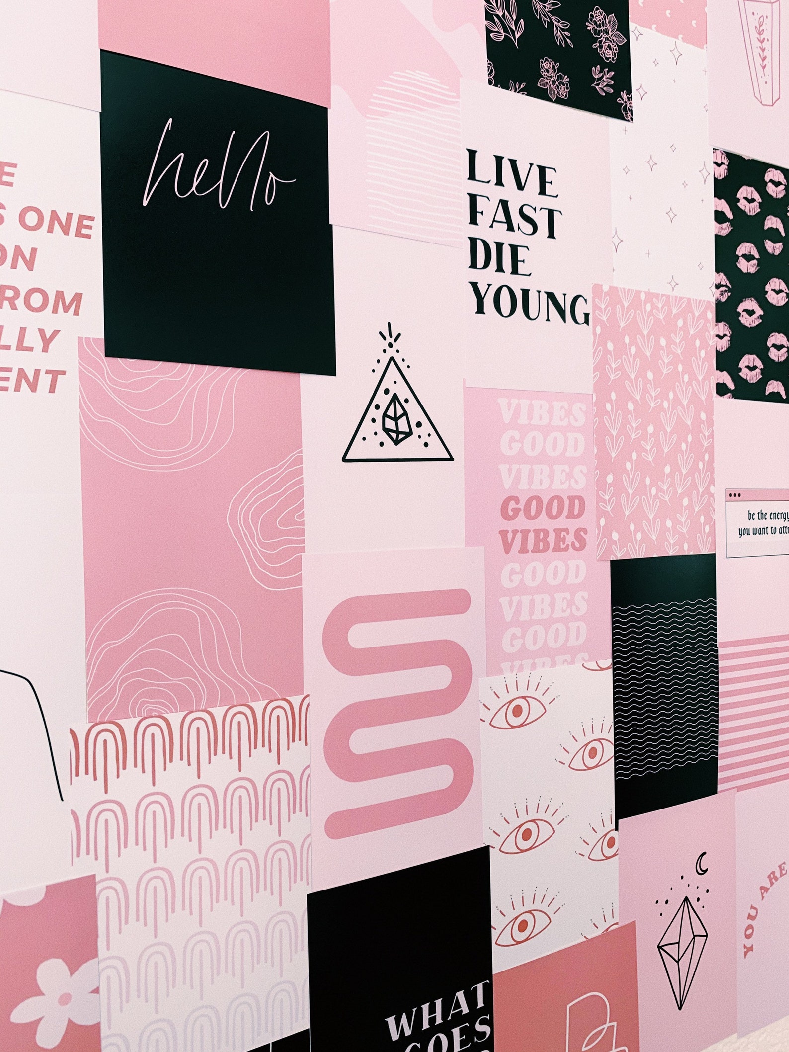 Good Vibes Collage Kit in Pink/black 40 Handmade Images | Etsy