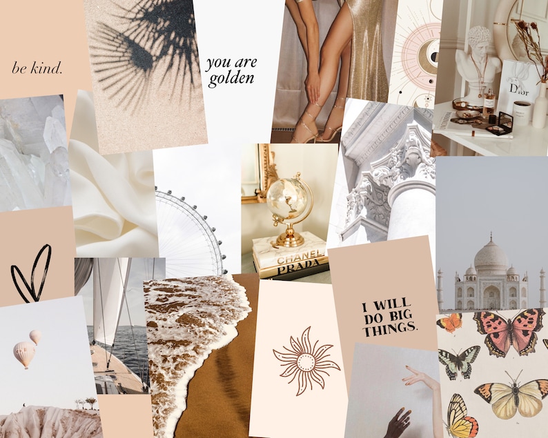 Minimal Beige Digital Collage Kit Dorm Decor Photo Collage | Etsy