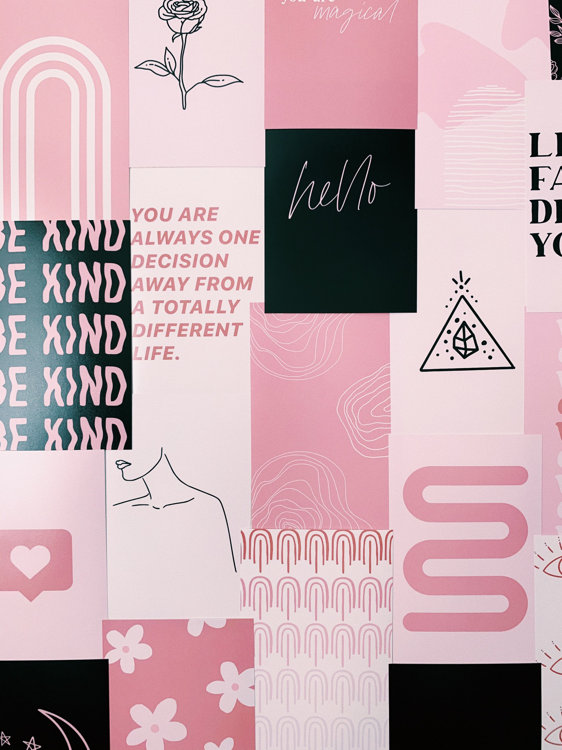 Good Vibes Collage Kit in Pink/black (40 Handmade Images!) - Etsy