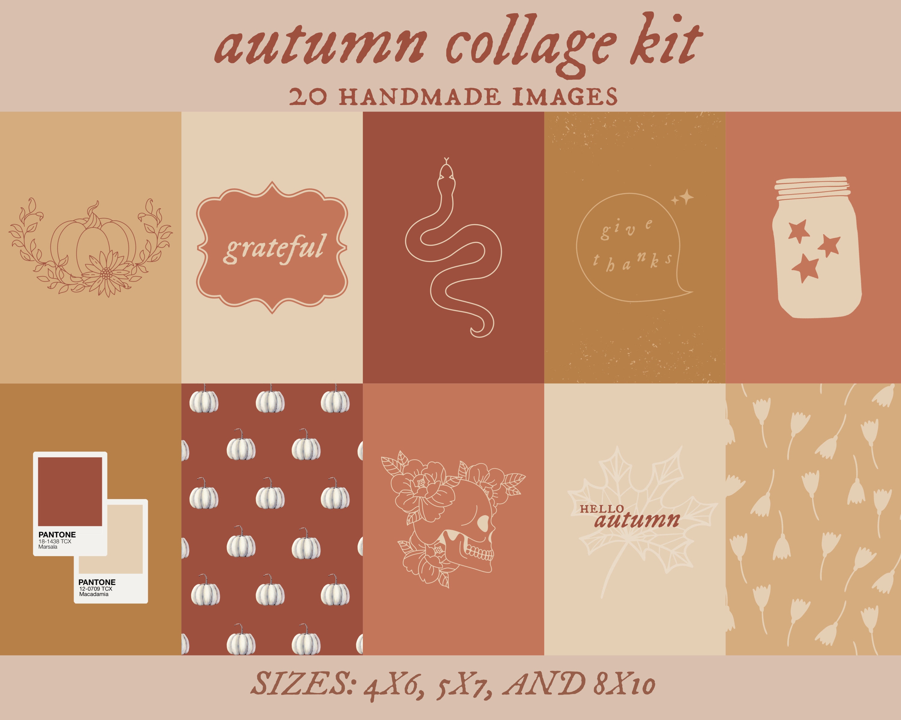 Autumn Collage Kit thanksgiving/halloween 20 Handmade - Etsy