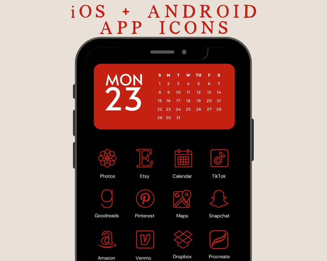 Red & Black Ios/android App Icons | Ios14 Widget Photos | Ios Widget ...