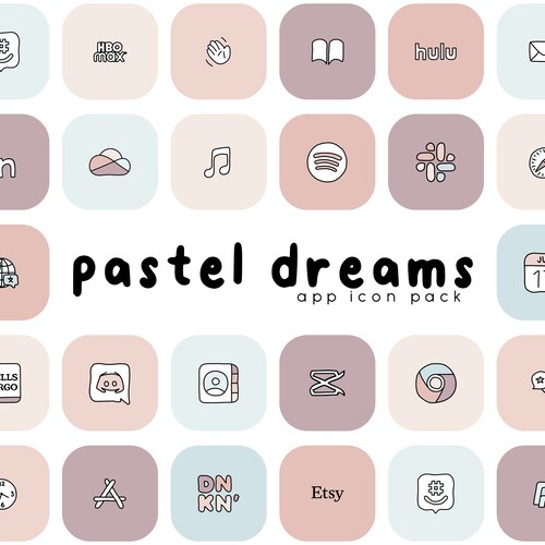 Pink/purple Pastel Ios Android App Icons Ios14 Widget - Etsy