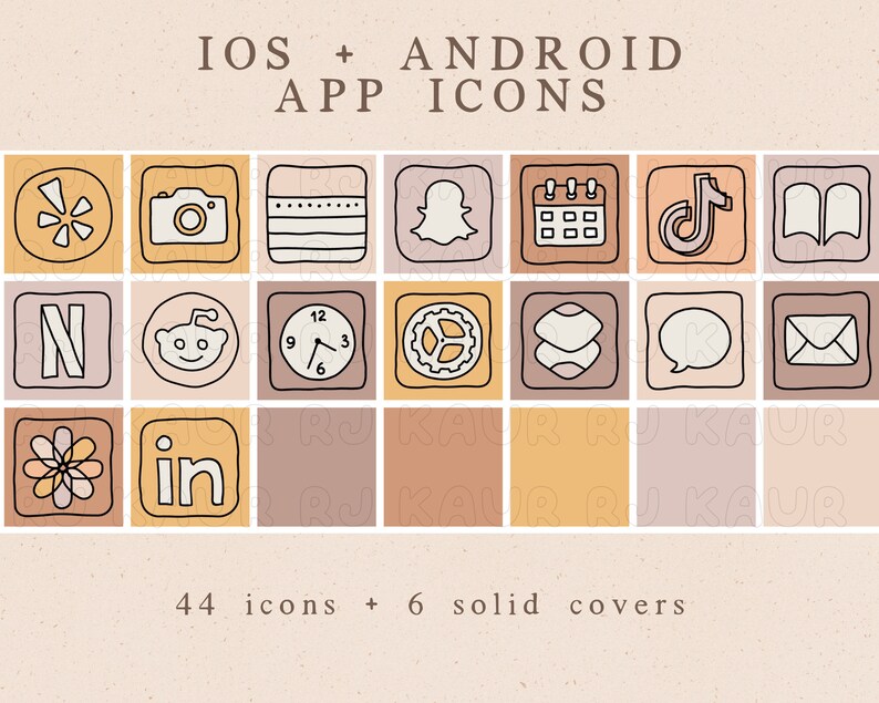 Calm Desert Doodle Ios 14 App Icons | Ios14 Widget Photos | Widgetsmith ...