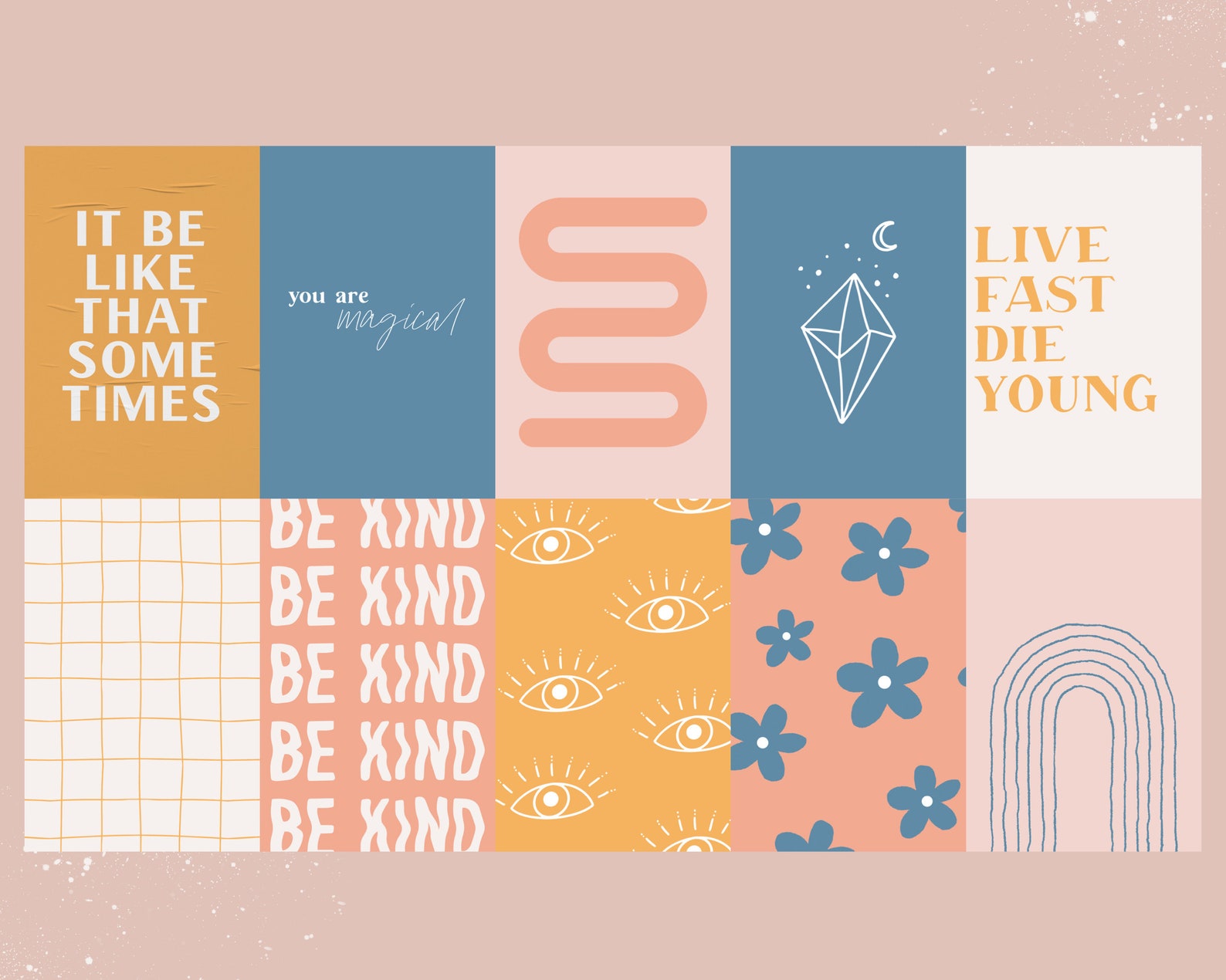 Good Vibes Collage Kit Blue/yellow 40 Handmade Images | Etsy