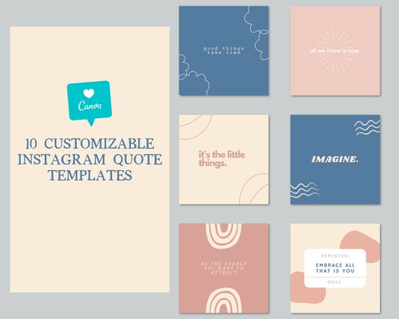 10 Fully Customizable Instagram Quote Templates Canva | Etsy