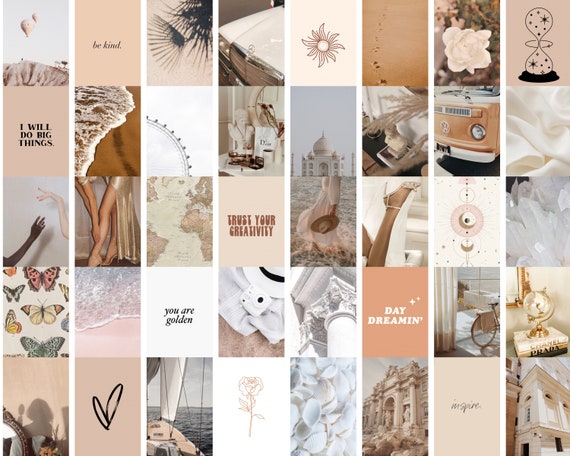 Minimal Beige Digital Collage Kit Dorm Decor Photo Collage | Etsy