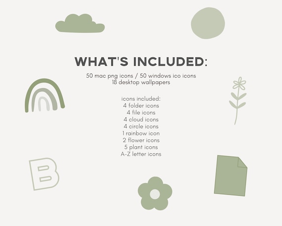 Drawing & Illustration 6 Green aesthetics ICON & 2 Desktop wallspaper ...