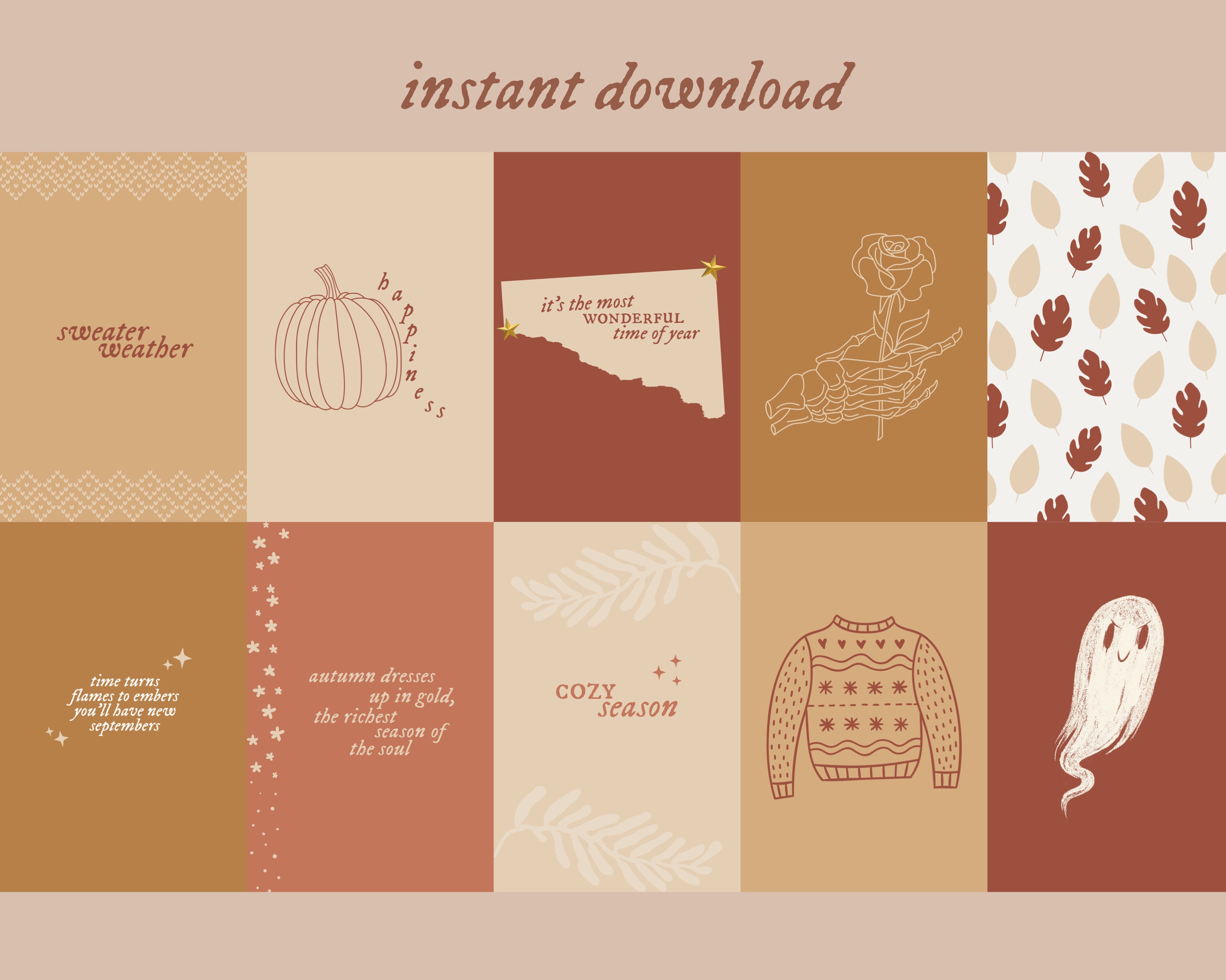 Autumn Collage Kit (thanksgiving/halloween) (20 Handmade Images/instant ...