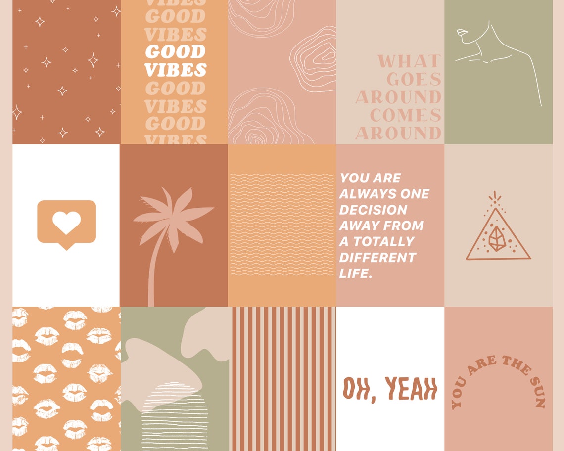 Good Vibes Collage Kit in Burnt Orange/dusty Rose 40 Handmade - Etsy