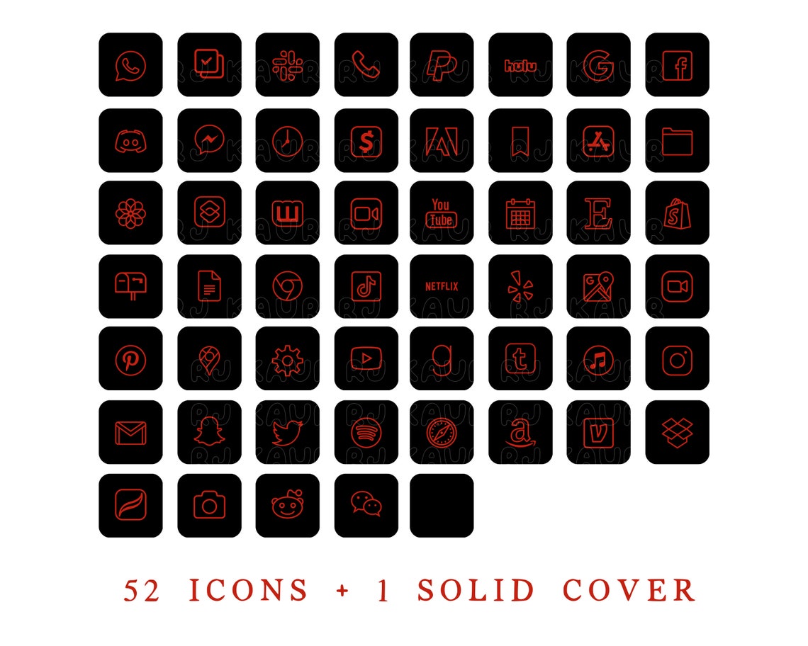 Red & Black Ios/android App Icons Ios14 Widget Photos Ios - Etsy