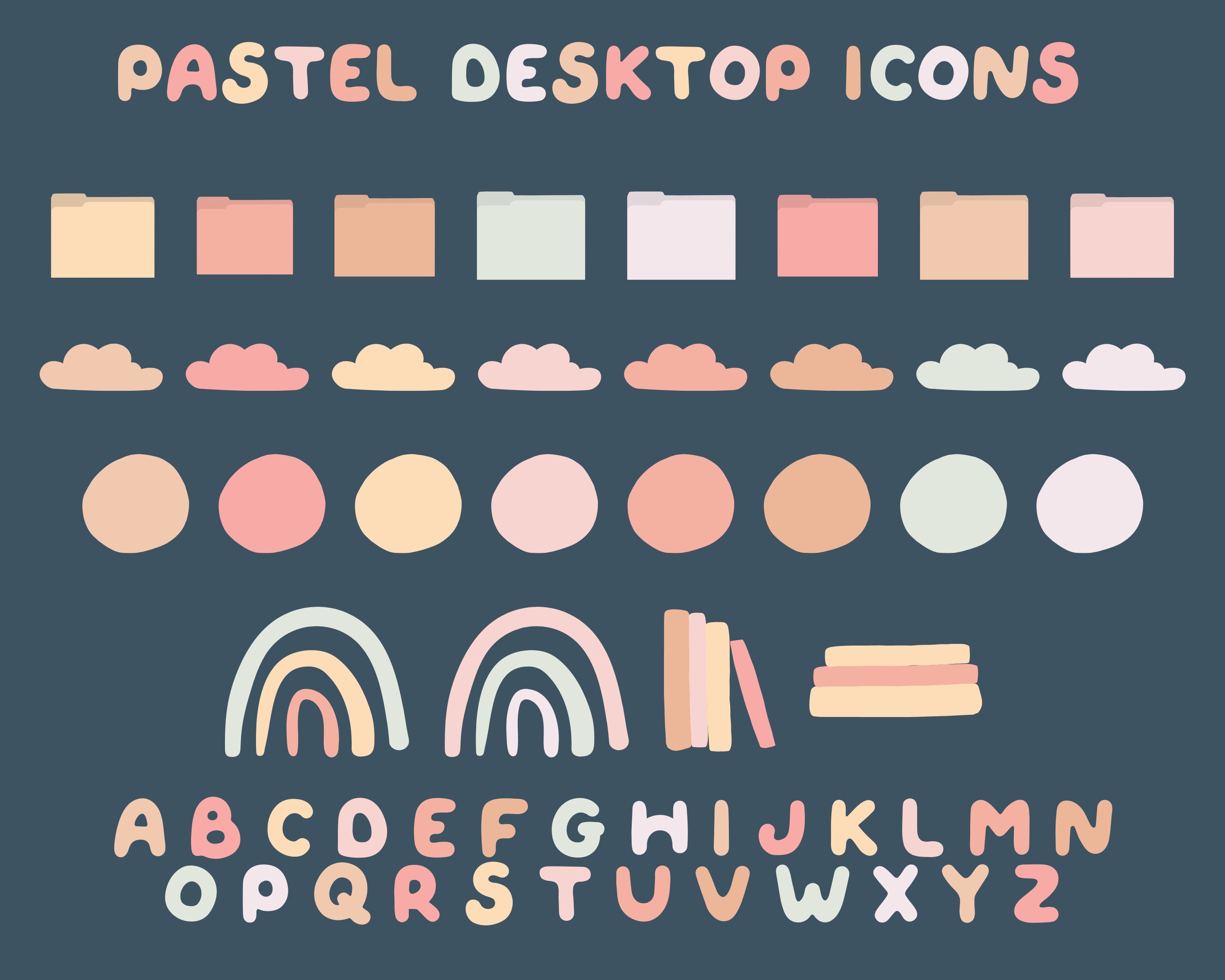 Pastel Desktop Folder Icons Mac Windows Bundle | Etsy Canada
