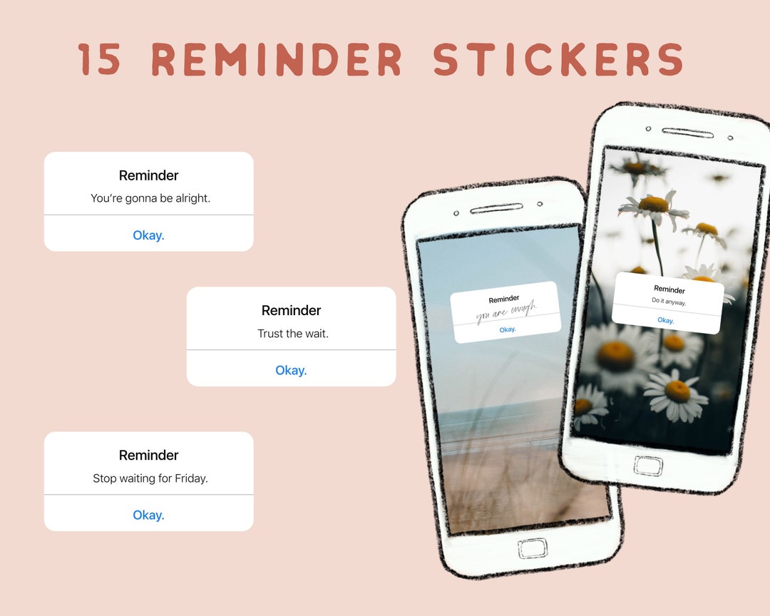 15 Instagram Story Stickers, iPhone Reminder PNG Sticker - Etsy