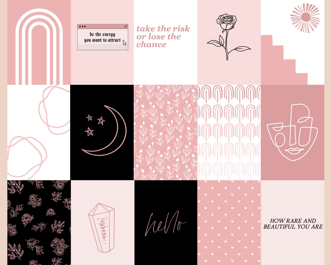 Good Vibes Collage Kit in Pink/black 40 Handmade Images - Etsy