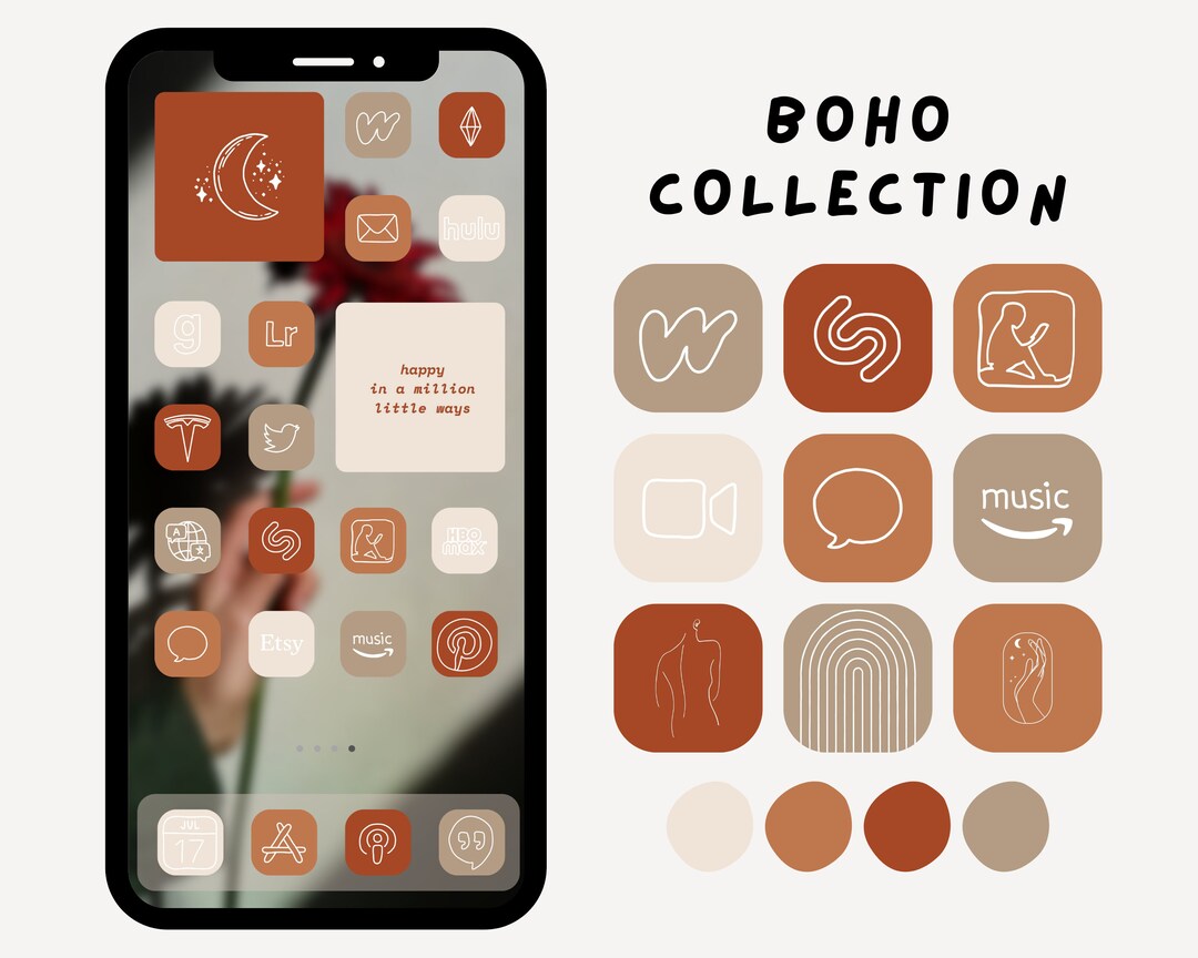 Boho Collection, Ios App Icons, iPhone App Covers, Aesthetic Icons ...
