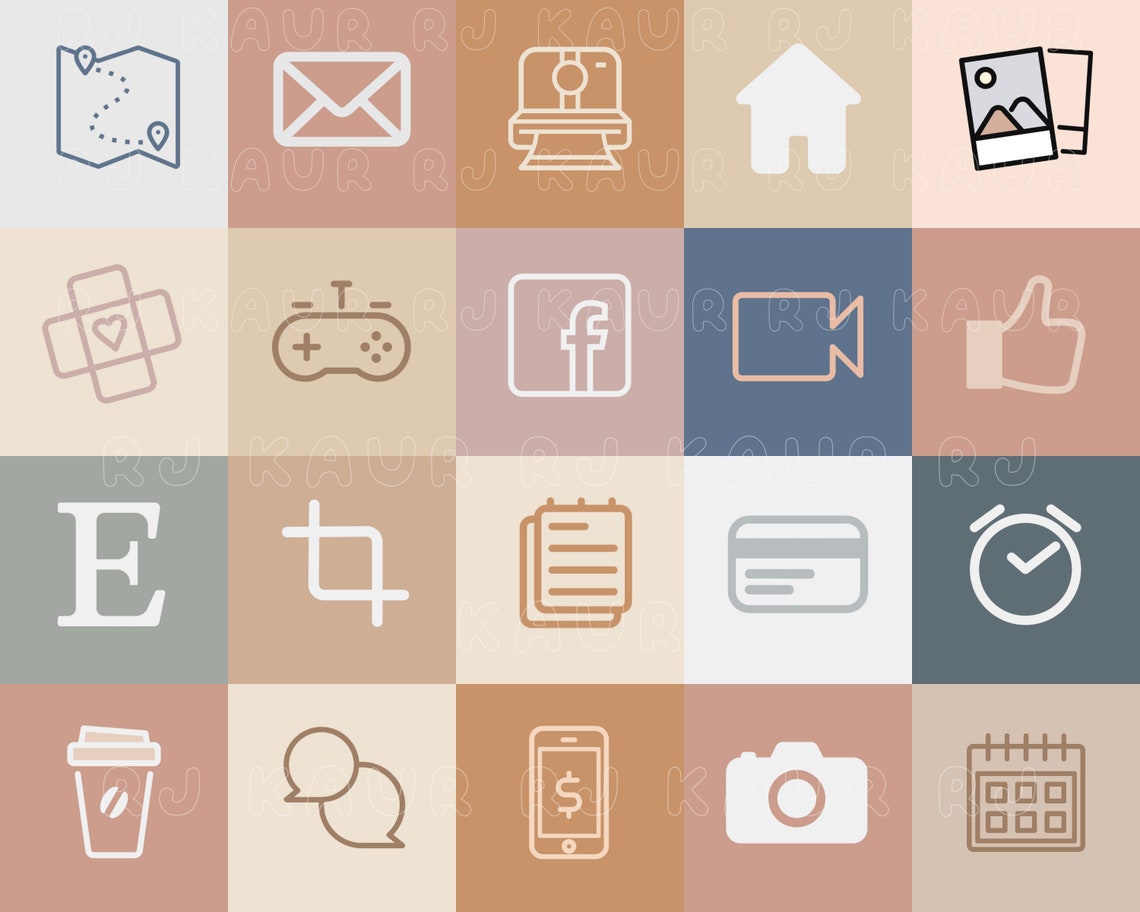 50 Neutral Ios 14 App Icons | Aesthetic App Icons | Ios14 Widget Icons ...