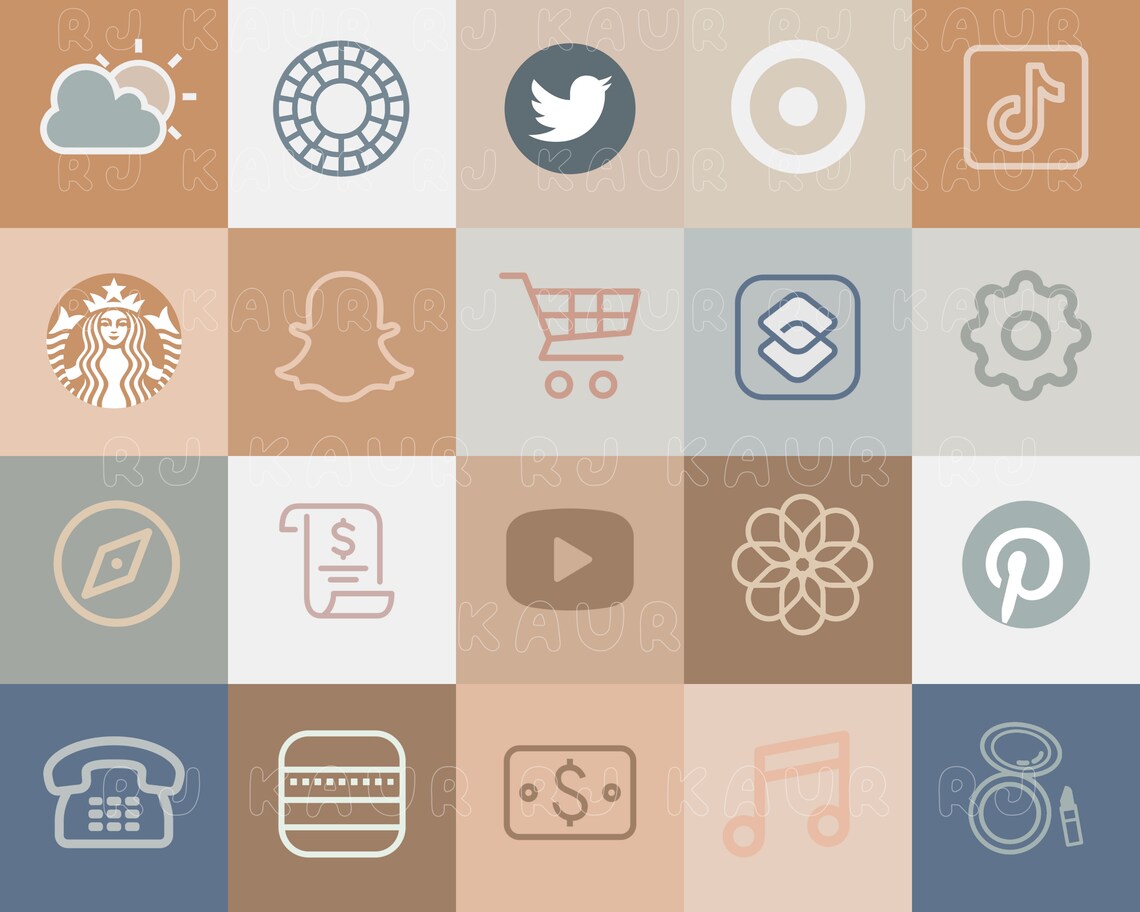 50 Neutral Ios 14 App Icons | Aesthetic App Icons | Ios14 Widget Icons ...