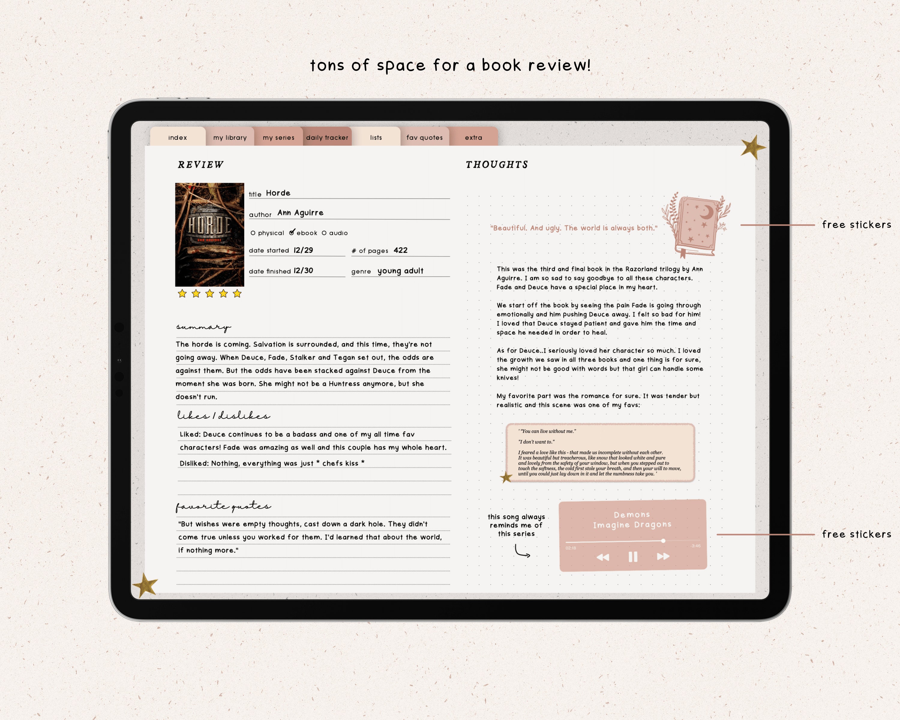 Minimal Digital Reading Journal Book Reviews Reading - Etsy