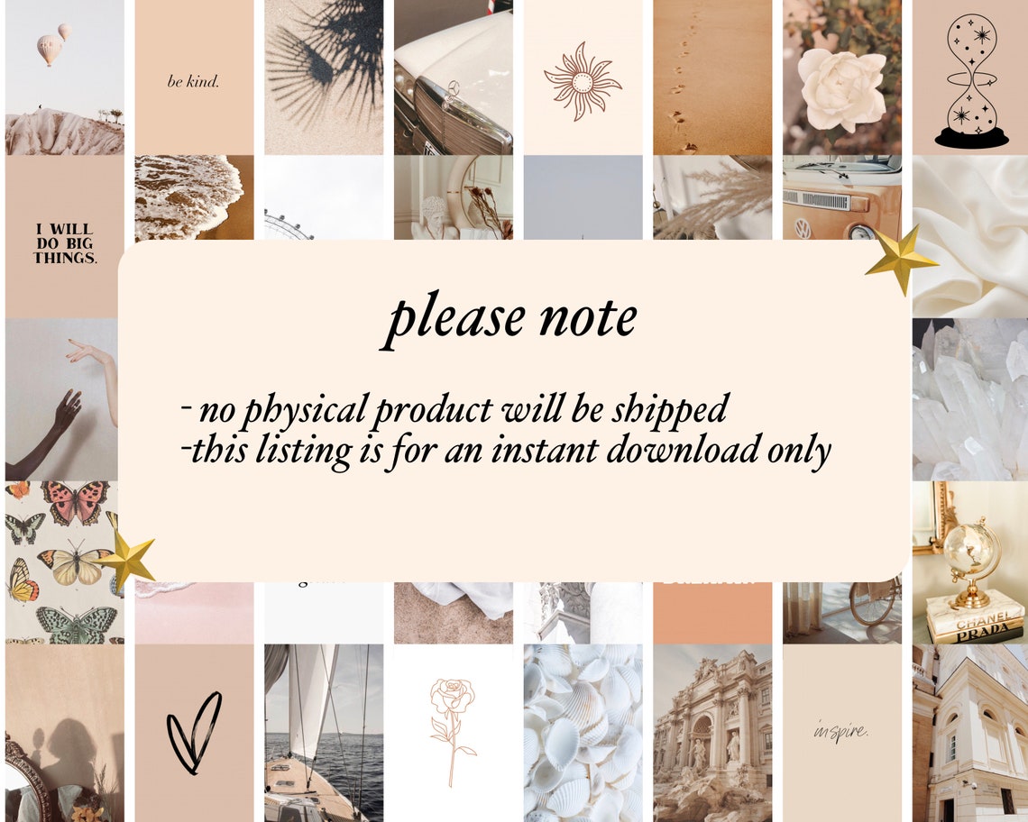 Minimal Beige Digital Collage Kit Dorm Decor Photo Collage | Etsy