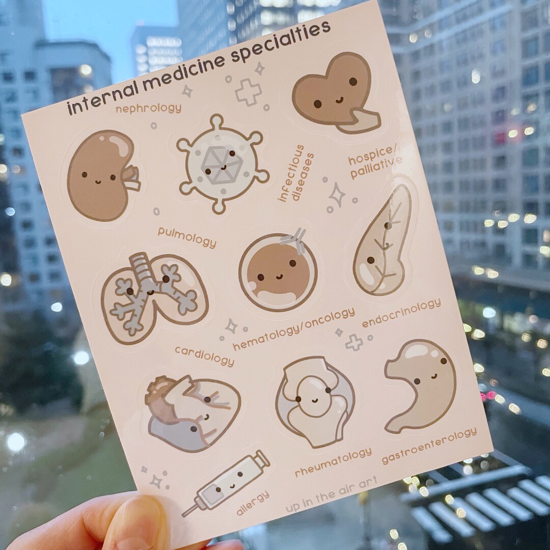 Internal Medicine Specialties, Cute Medical Vinyl Sticker Sheet, Laptop ...