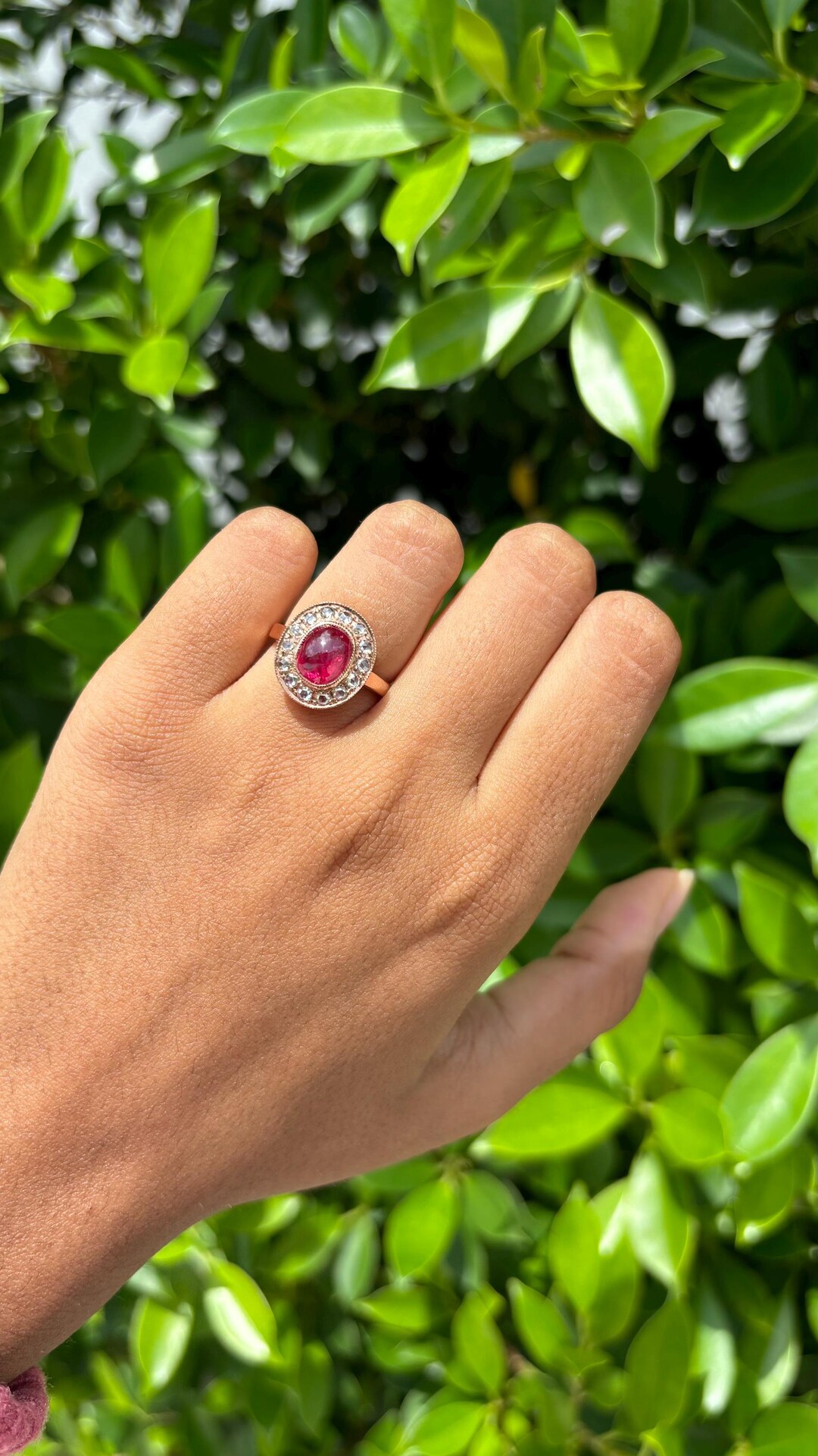1.88 Carat Ruby Ring Studded With Rose Cut Diamonds in 18K Rose Gold - Etsy