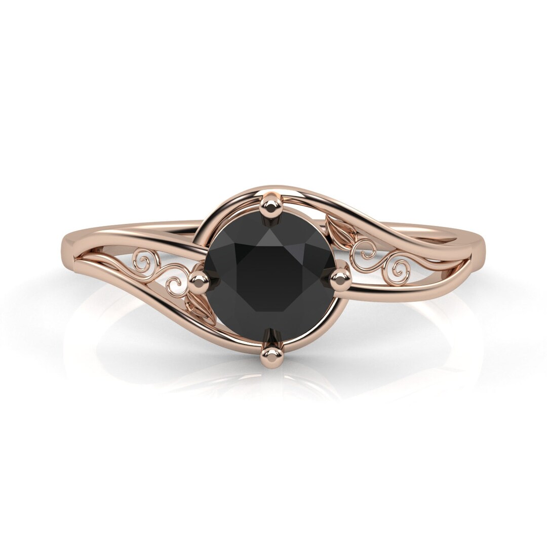 Witchy Black Onyx Engagement Ring, October Birthstone Wedding Ring ...