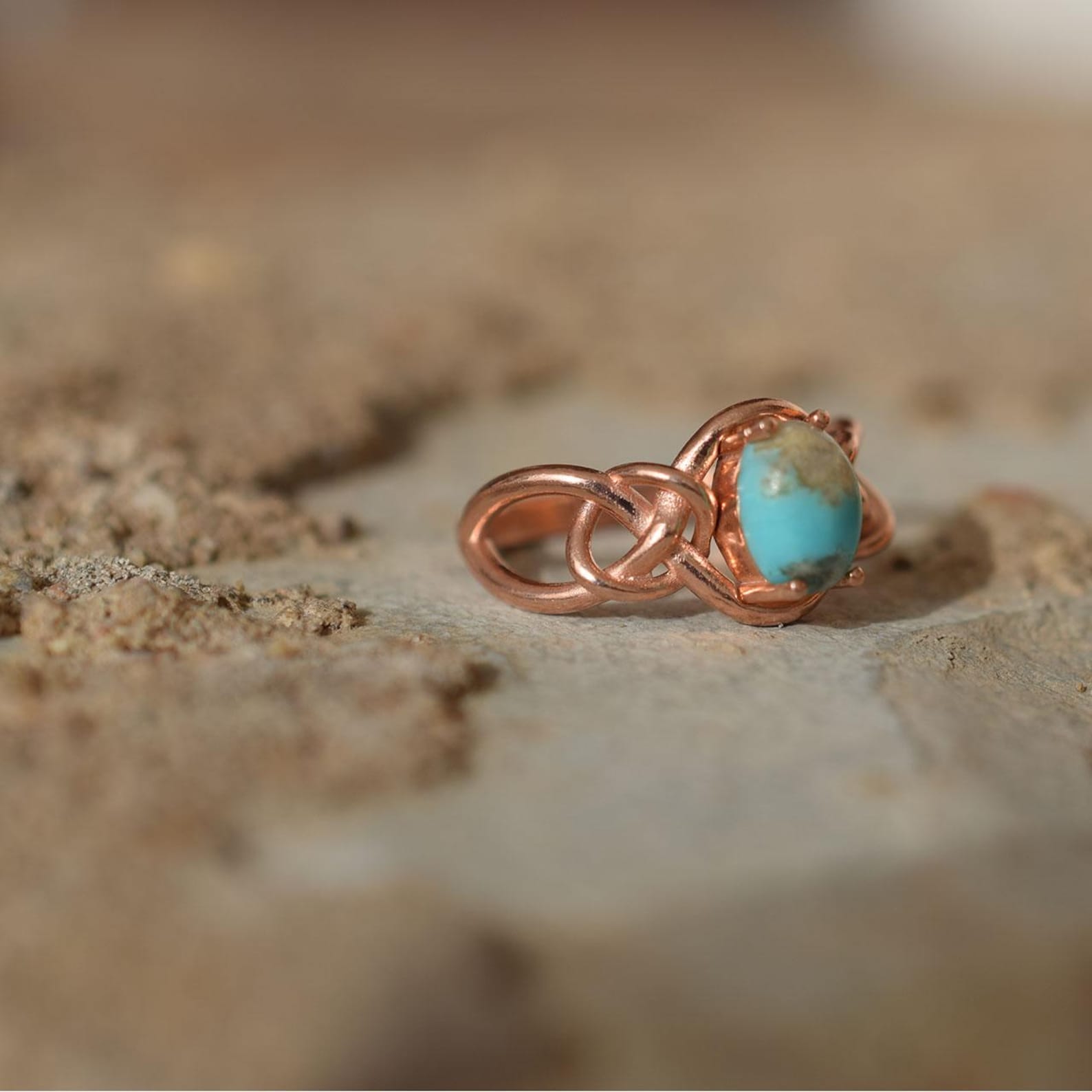 14K Gold Turquoise Celtic Knot Engagement Ring , Irish Ring , Trinity ...