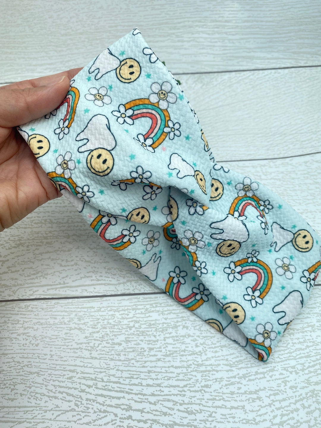 Rainbows and Teeth Dental Headband With Buttons, Dental Hygienist Twist ...