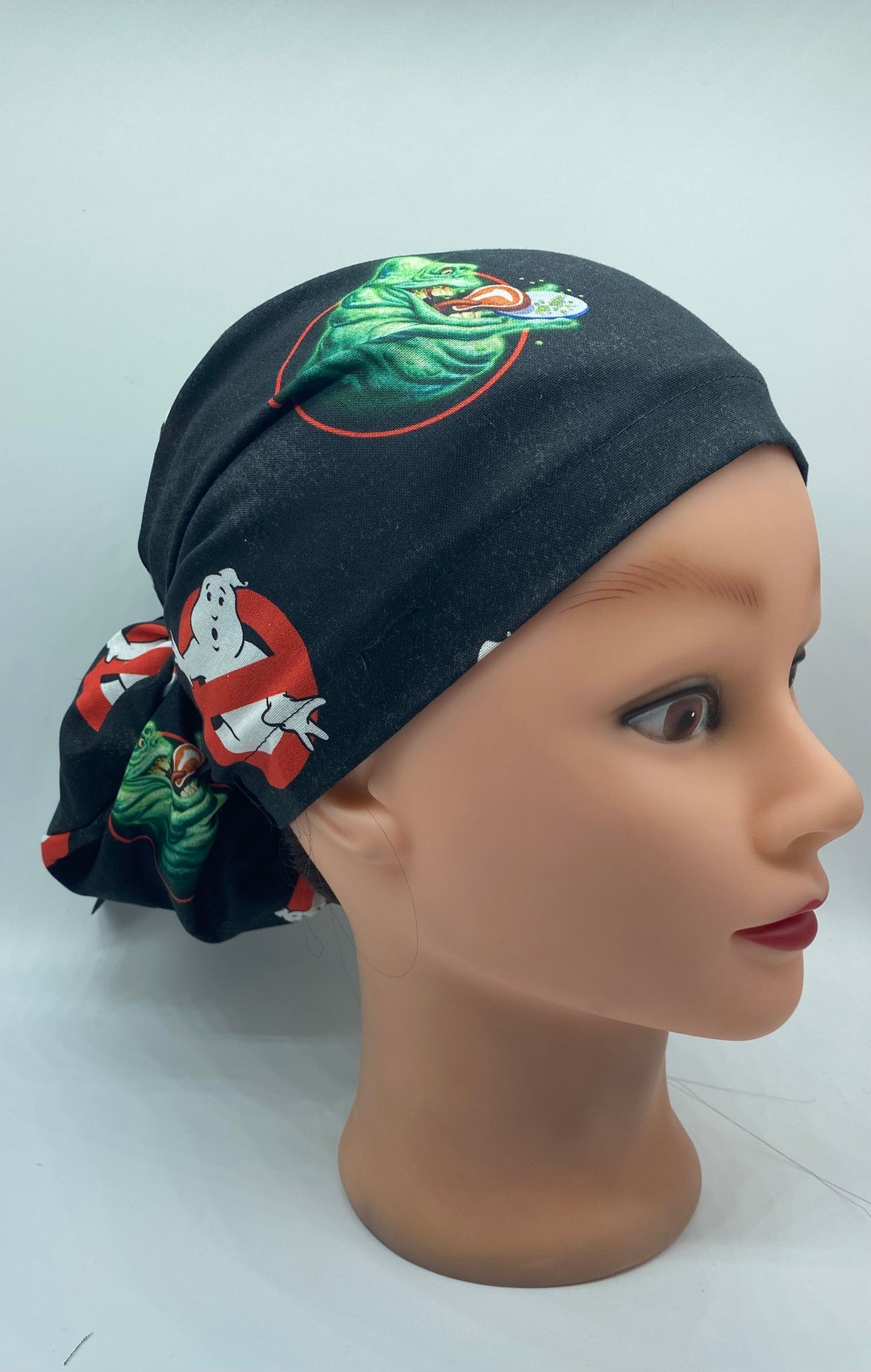 Ghost Halloween Bonnet Scrub Cap With Buttons, Halloween Ponytail Scrub ...