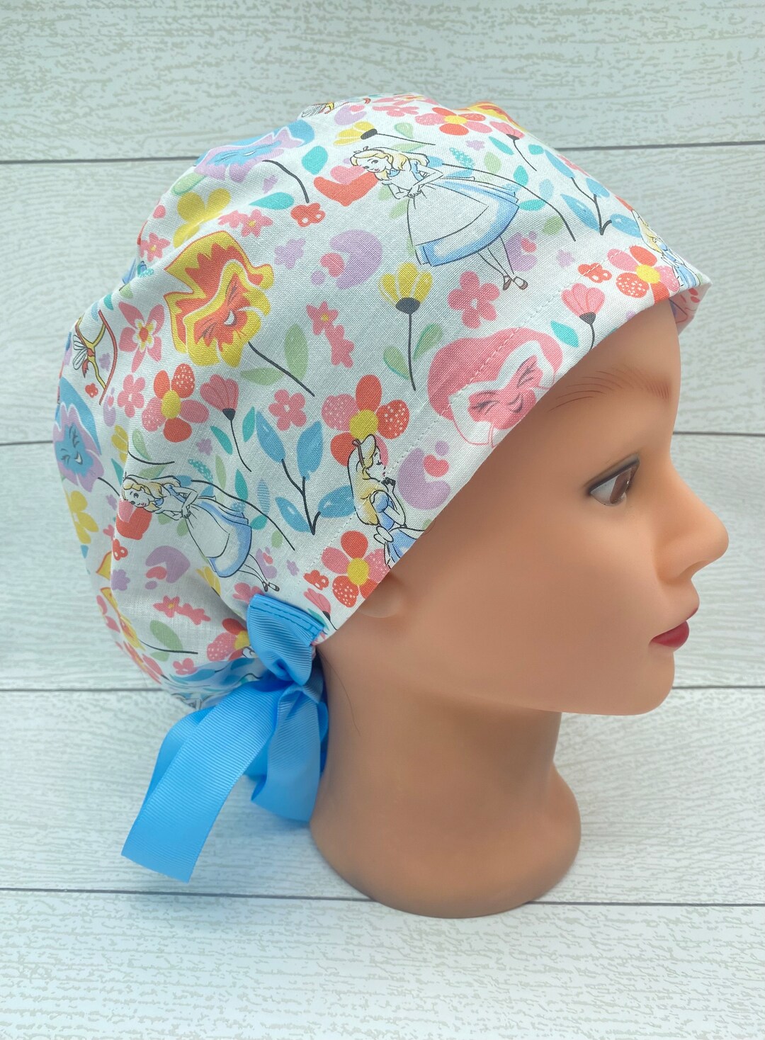 Alice in Wonderland Scrub Cap, Nurse Scrub Cap With Buttons, Euro Scrub ...