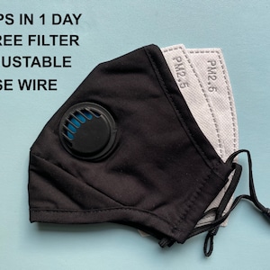 Vent Mask With Respirator and Filter, Reusable Washable Cotton Mask ...