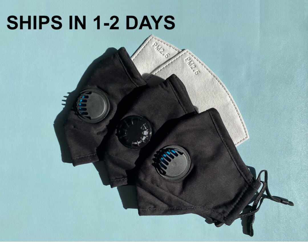 Reusable Adult Unisex Cotton Vented Face Mask With Filter Pocket and ...