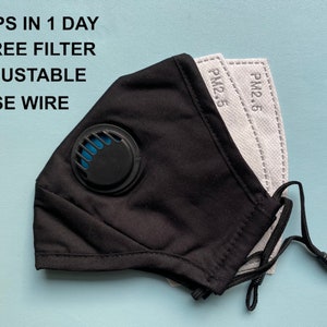 Vented Mask With Respirator and Filter, Reusable Washable Cotton Mask ...